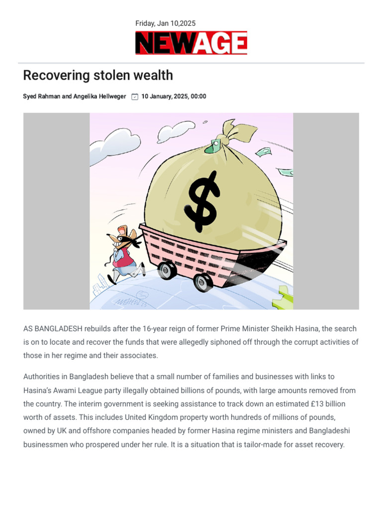 New Age - Recovering Stolen Wealth | PDF | Burden Of Proof (Law) | Lawsuit
