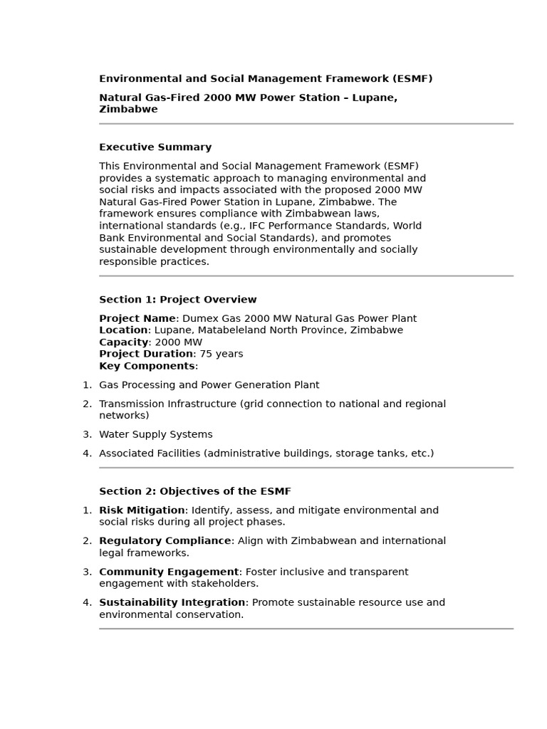 Dumex Gas 2000MW Power Station in Lupane ESMF | PDF | Climate Change Mitigation | Air Pollution