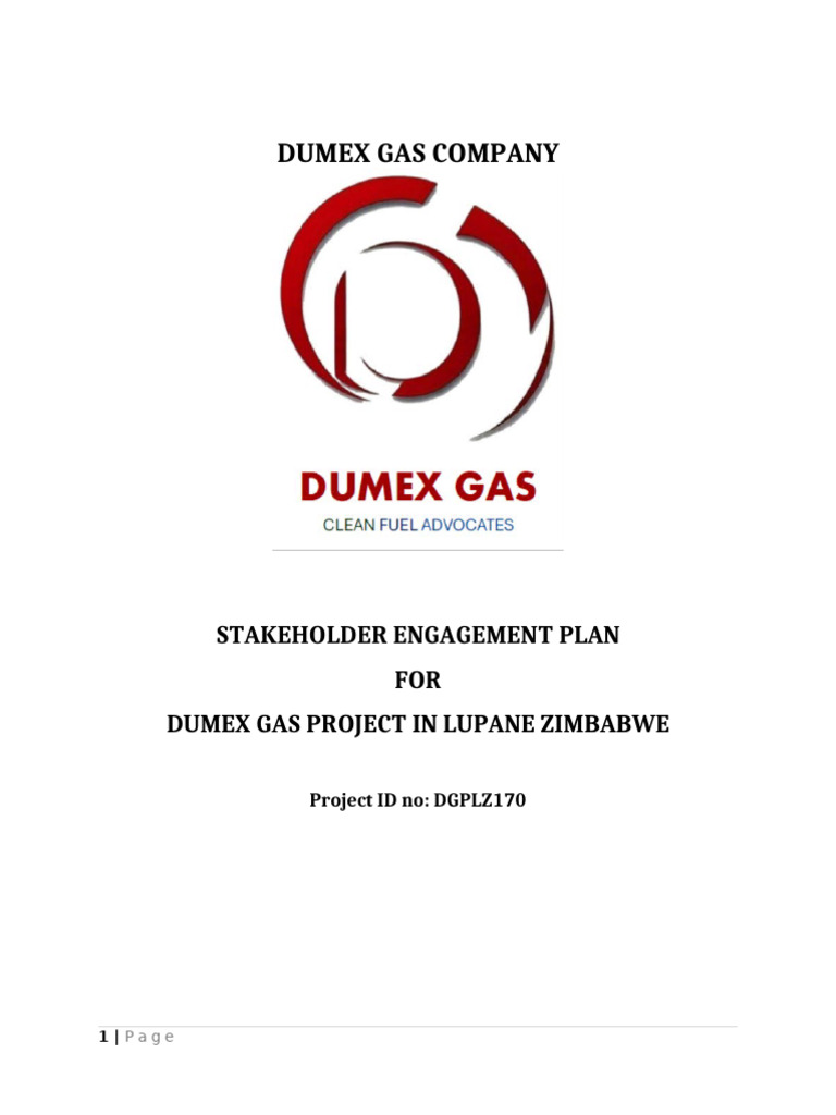 Dumex Gas Stakeholder Engagement Plan Gas Project in Lupane | PDF | Non ...