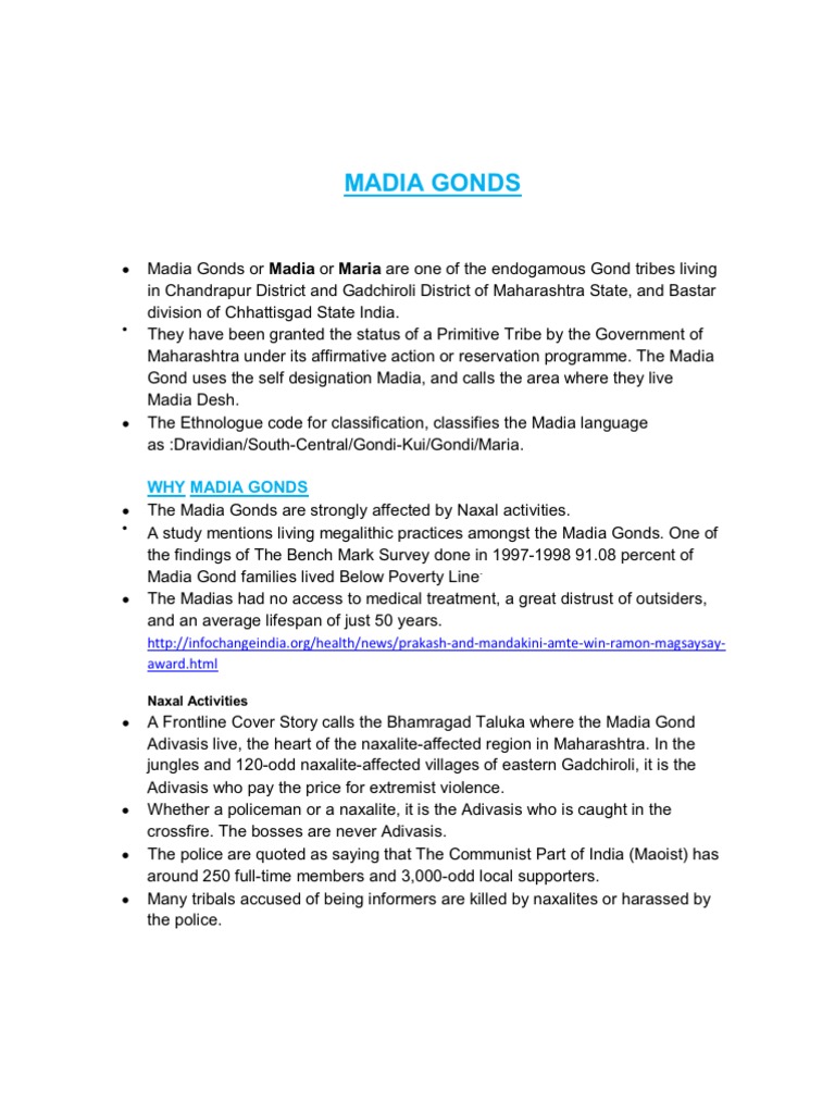 Madia Gonds Tribe | PDF