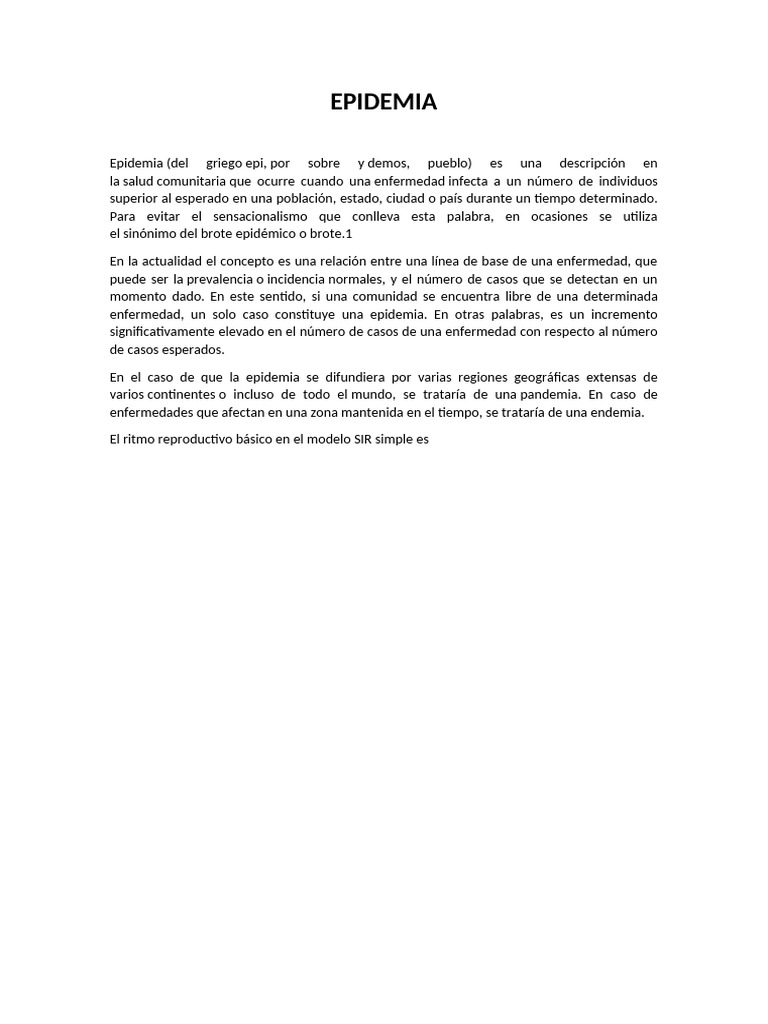 Definición de Epidemia y Conceptos Clave | PDF