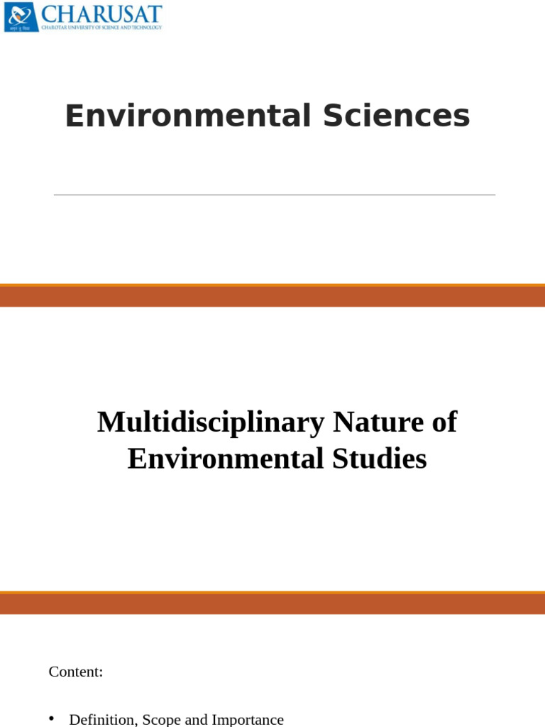 UNIT 1. Multidisciplinary Nature of Environmental Studies | PDF ...