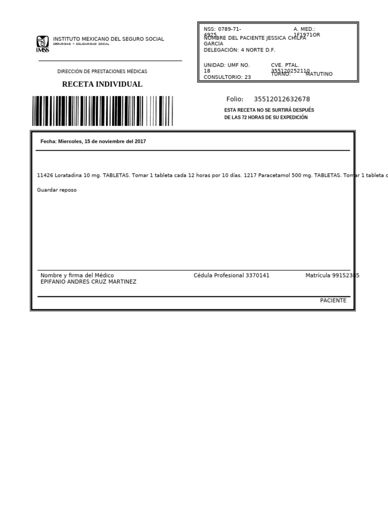 PDF Editble Receta IMSS | PDF
