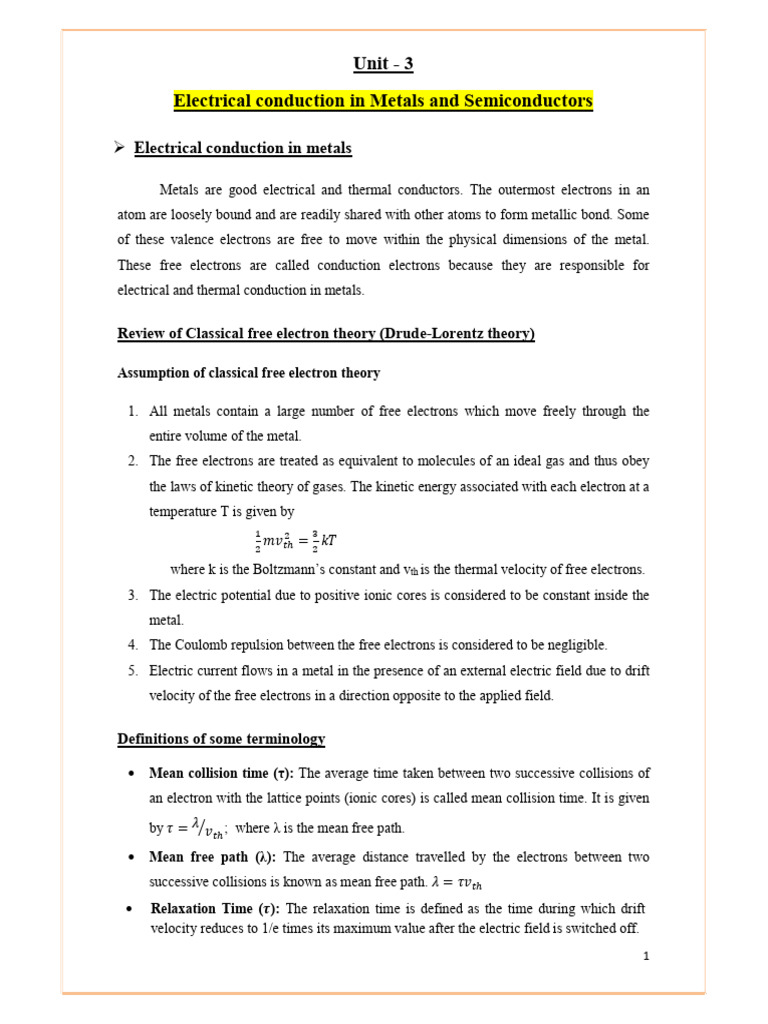 U3-Physics | PDF | Electrical Resistivity And Conductivity | Electron