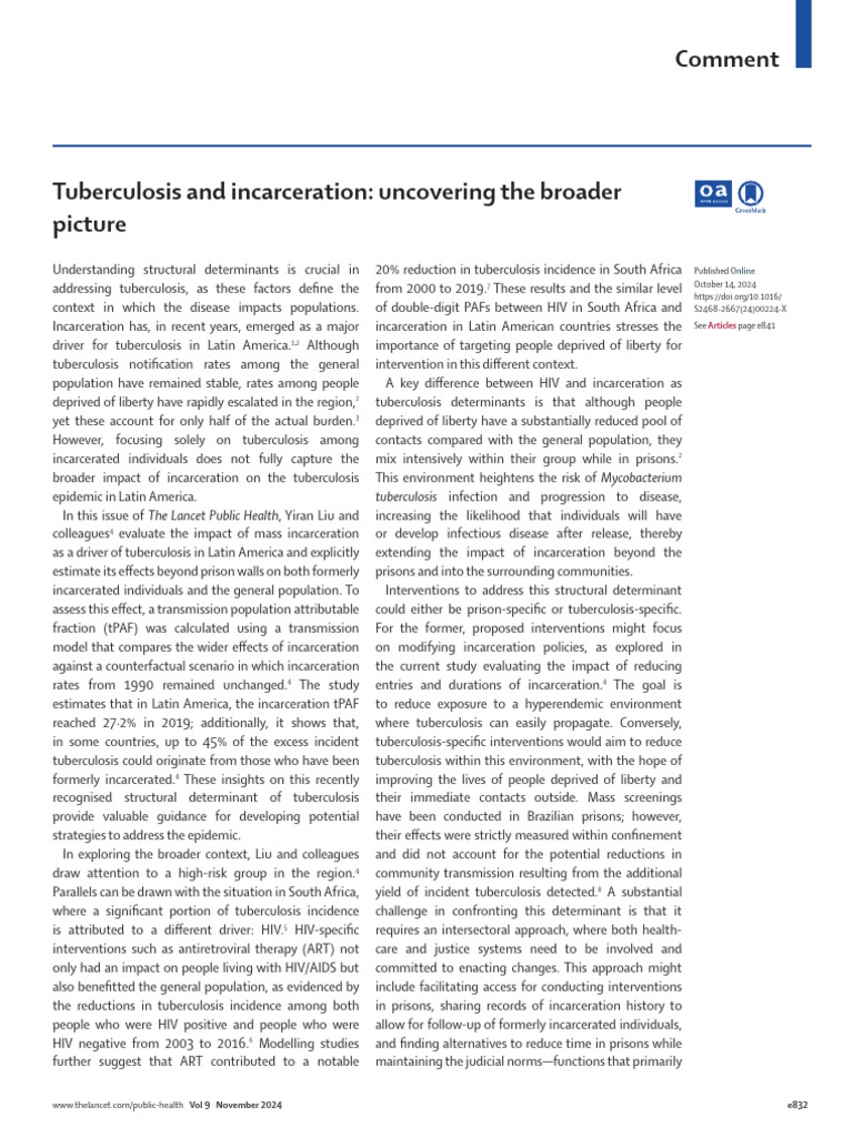 Tuberculosis and Incarceration Uncovering The Bro | PDF | Tuberculosis | Clinical Medicine