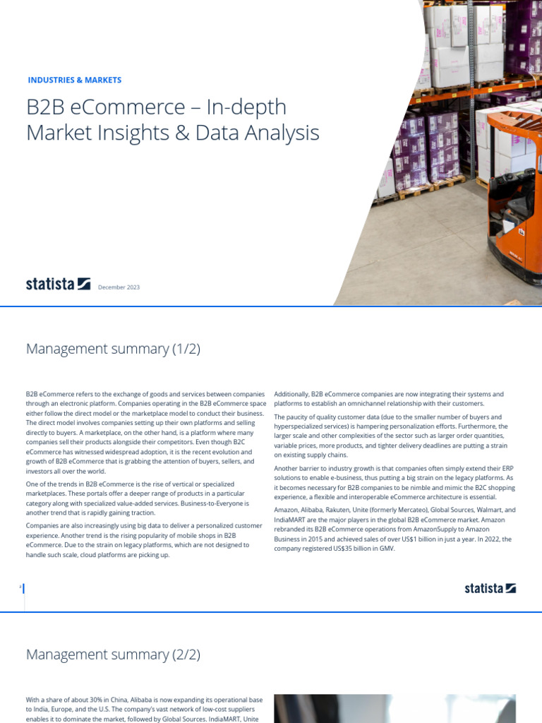 Free Sample - Study - Id44442 - in Depth Report b2b e Commerce | PDF | E Commerce | Software As ...