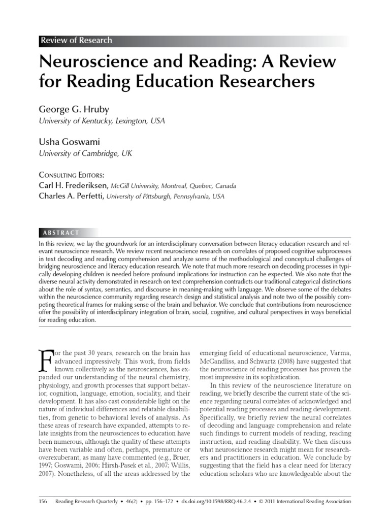 Neuroscience Insights for Reading Education | PDF | White Matter ...