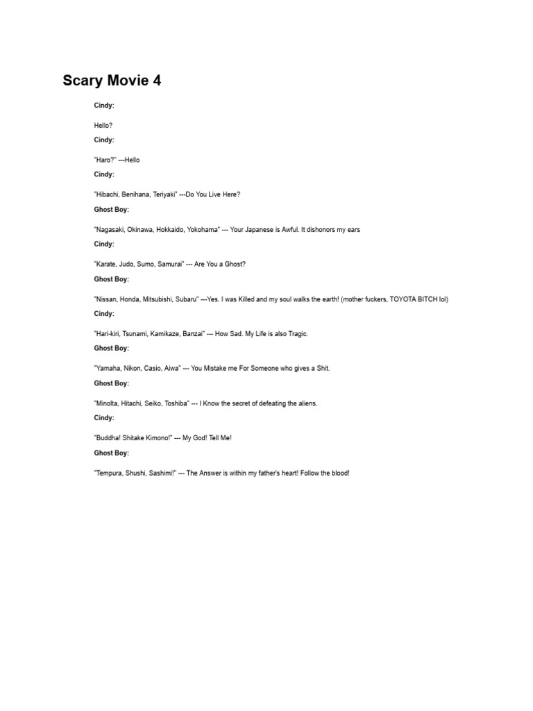 Scary Movie 4: Cindy's Ghost Encounter | PDF