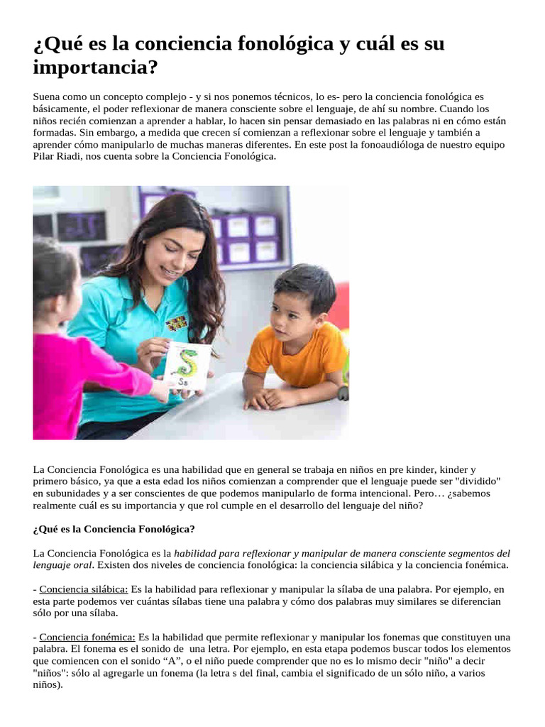 Conciencia Fonológica | PDF | Sílaba | Palabra