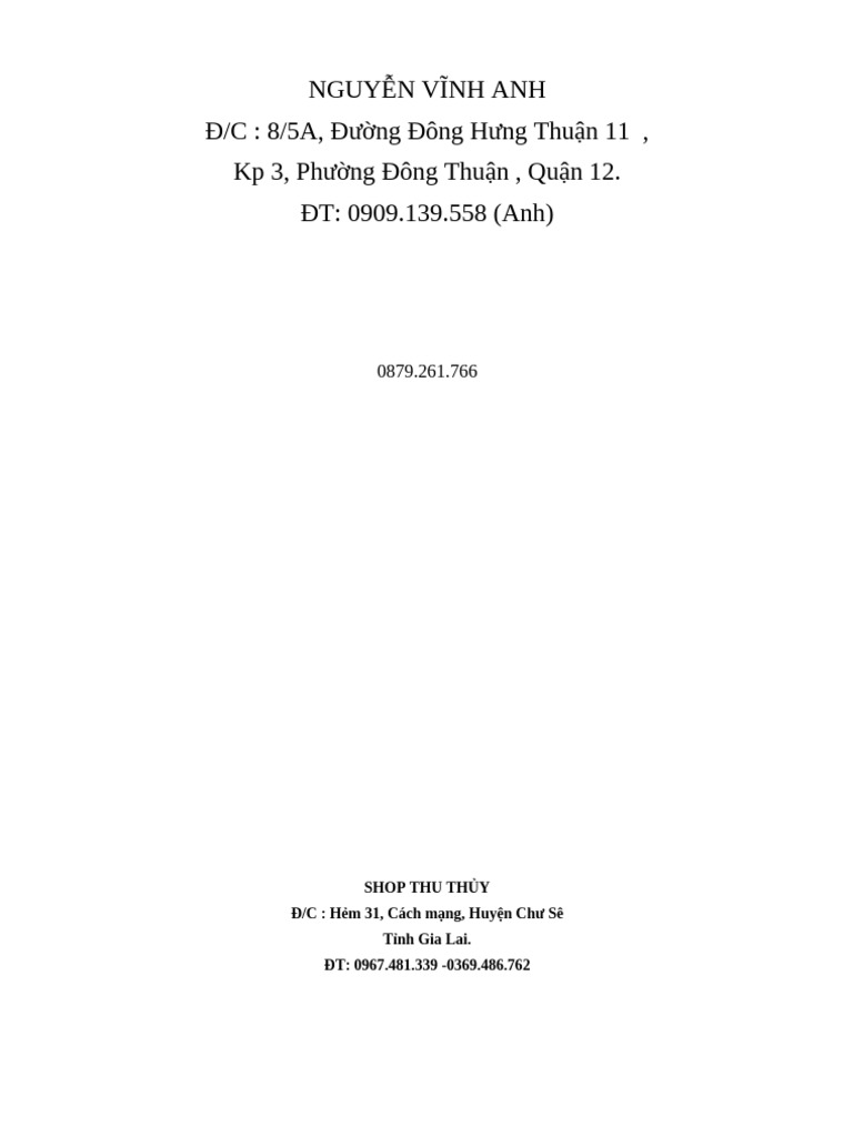Dia Chi Gui Hàng | PDF