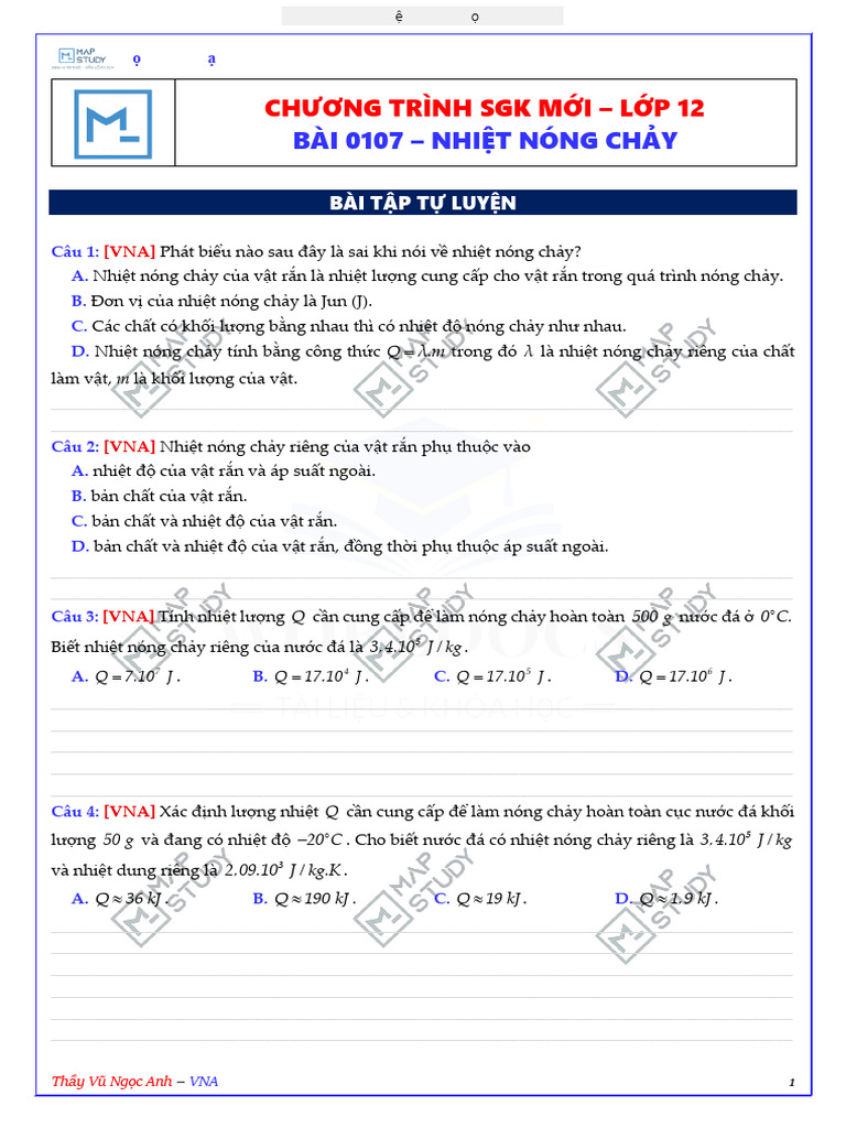 Tai Lieu - BTVN 0107 Nhiet Nong Chay 1718813869614 | PDF
