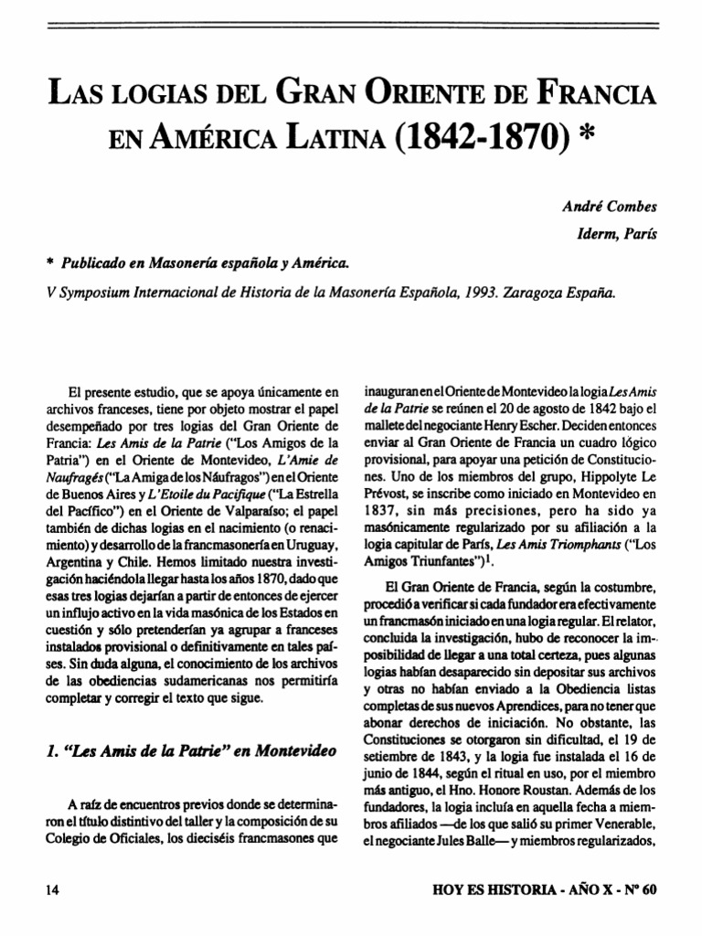 60 - Las Logias Del Gran Oriente de Francia en América Latina (1842 ...