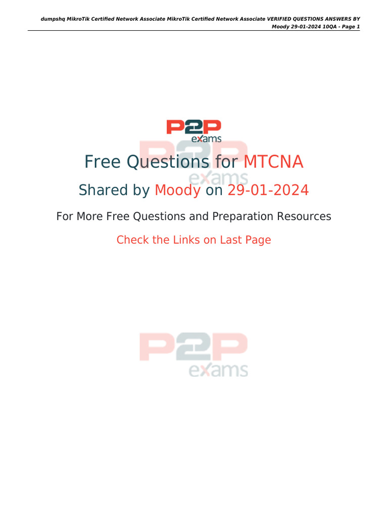 MTCNA Exam Prep Questions | PDF | Port (Computer Networking) | Router ...