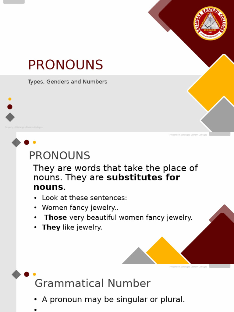 Pronouns | PDF | Grammatical Gender | Grammatical Number