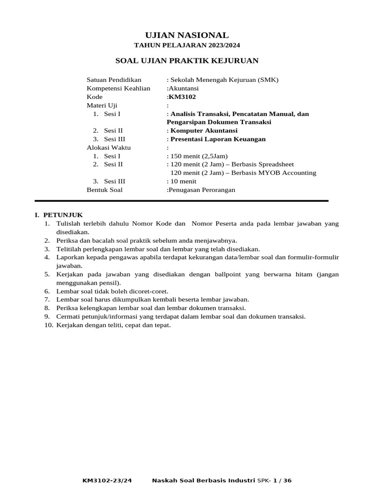 NASKAH SOAL MODEL INDUSTRI - UD ABADI-1 | PDF