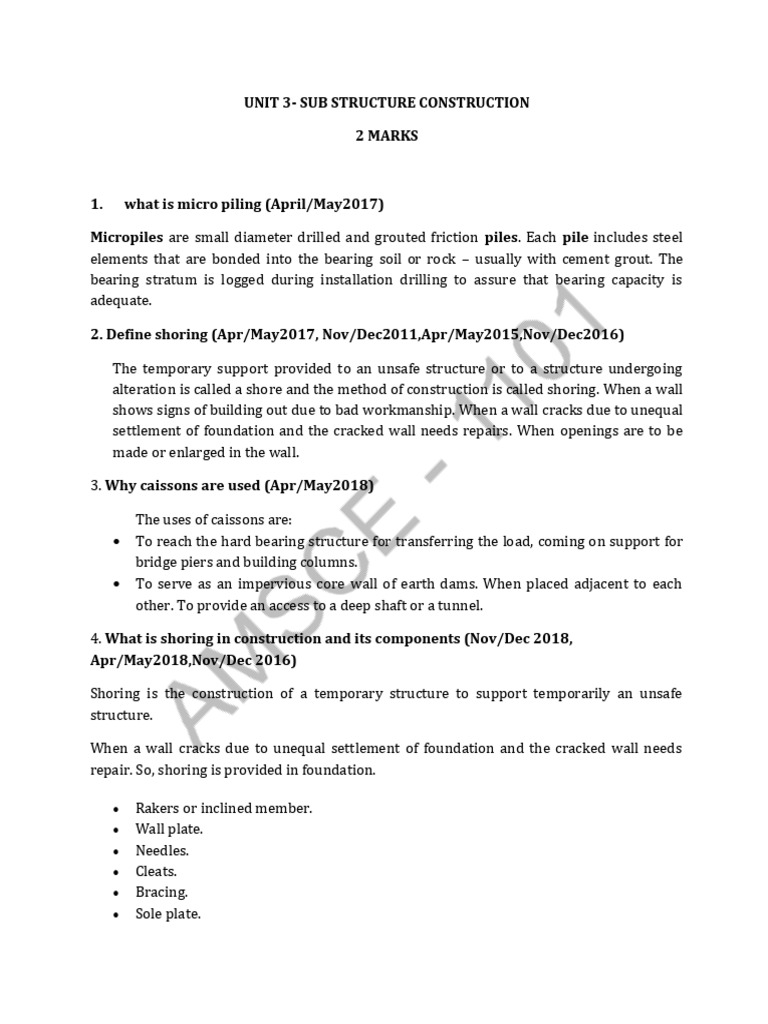 unit-3_watermark (2) | PDF | Deep Foundation | Concrete