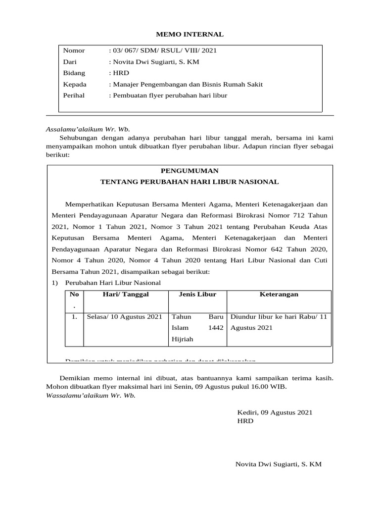 Flyer Perubahan Hari Libur Nasional | PDF