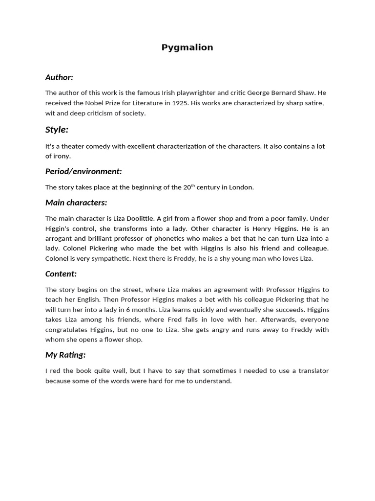 Pygmalion | PDF