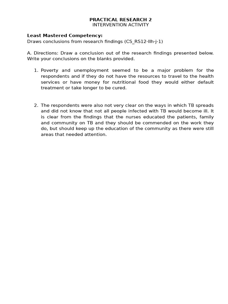 Conclusions on Poverty and TB Awareness | PDF