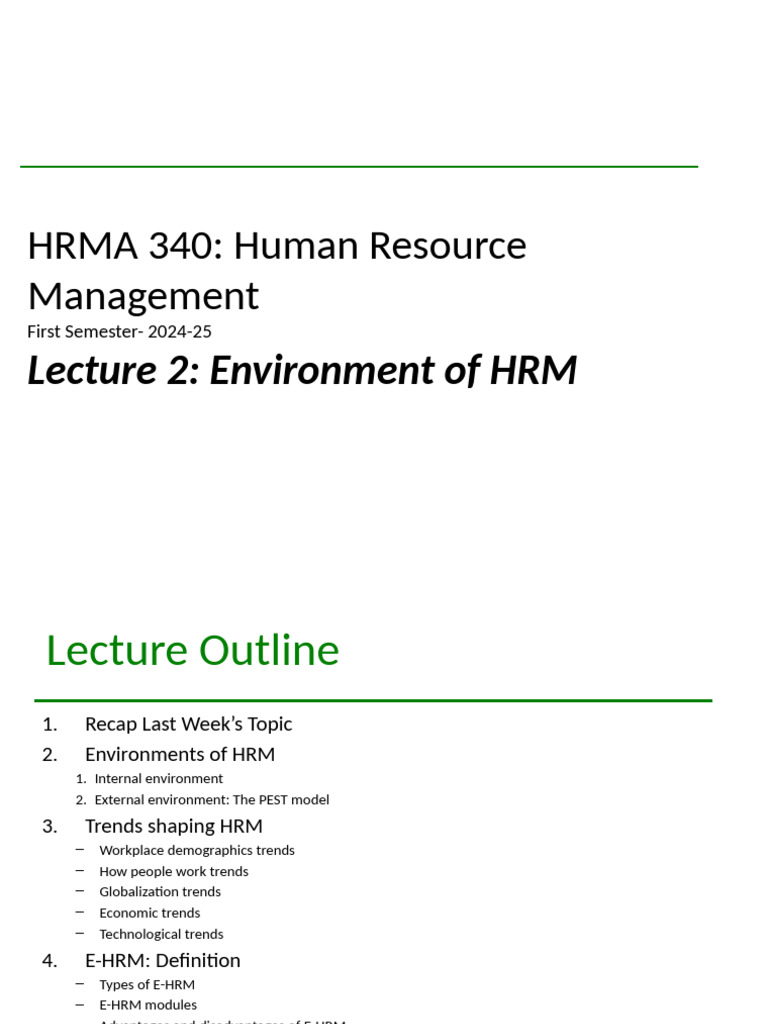 HRMA 340- Lecture 2 Environment of HRM | PDF | Human Resource ...
