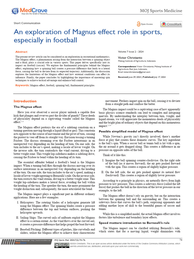 Magnus Effect in Football Explained | PDF | Vortices | Lift (Force)