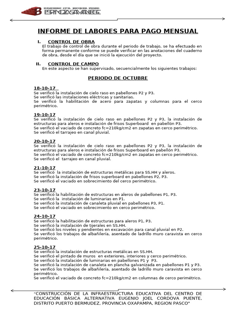 Informe de Labores | PDF | Materiales de construcción | edificio