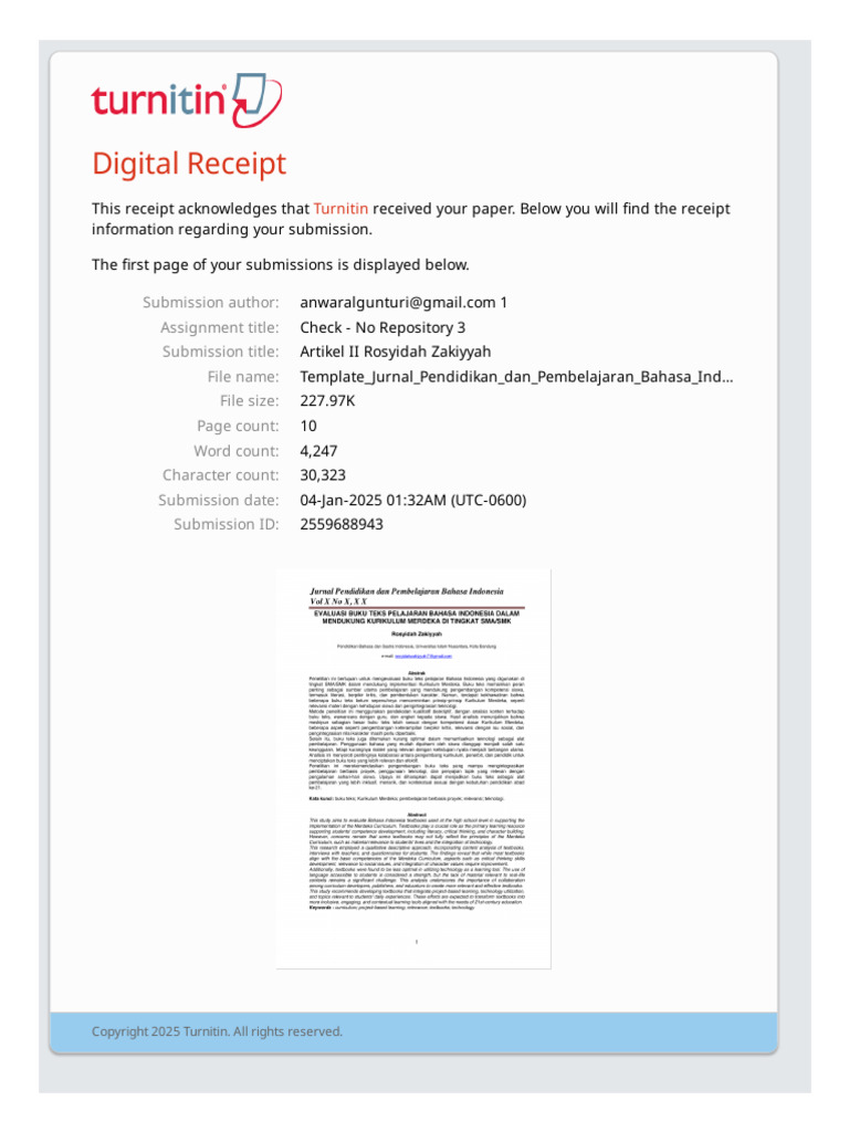 Receipt - Artikel II Rosyidah Zakiyyah | PDF