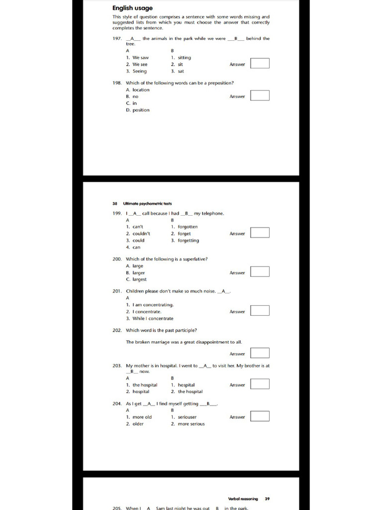 Verbal Reasoning Worksheet | PDF