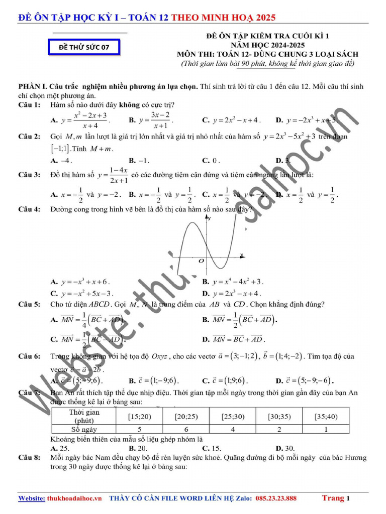 de On Tap Hoc Ky 1 Theo Minh Hoa 2025 de So 07 | PDF