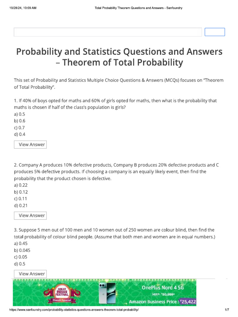 Total Probability | PDF
