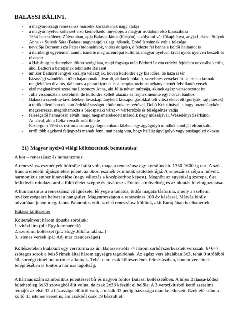 Balassi Bálint | PDF