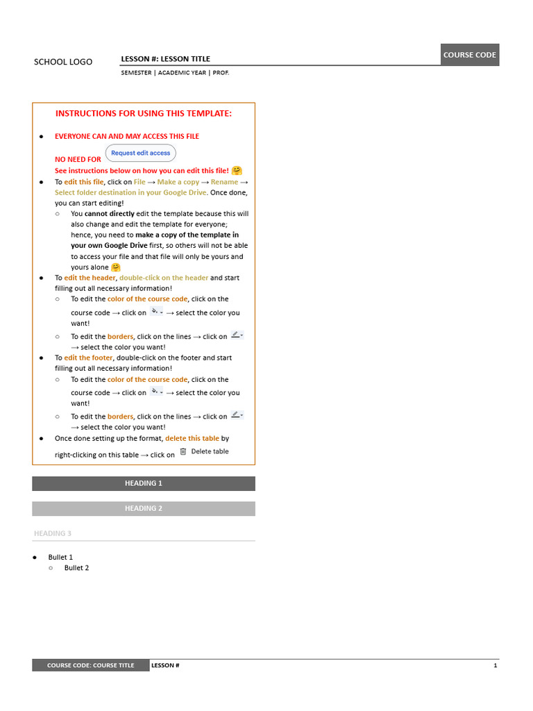 Student Template Editing Guide | PDF
