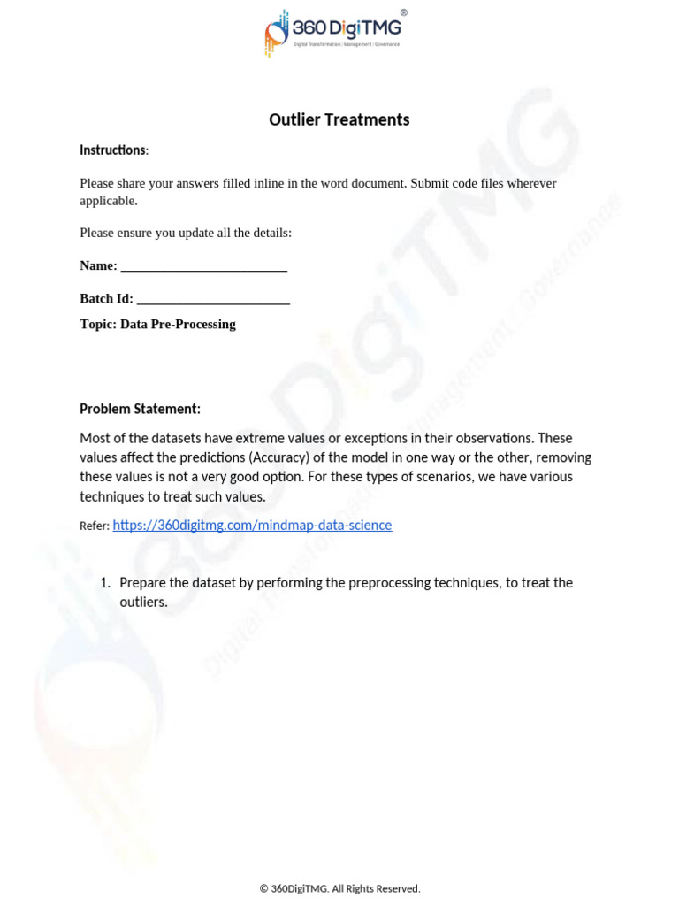 Outlier Treatment in Data Pre-Processing | PDF