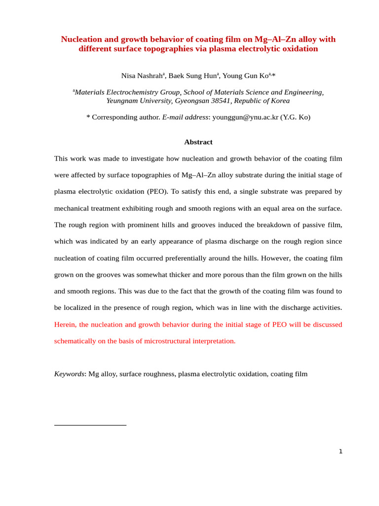 Revised Manuscript - With Marked-1 | PDF | Corrosion | Plasma (Physics)