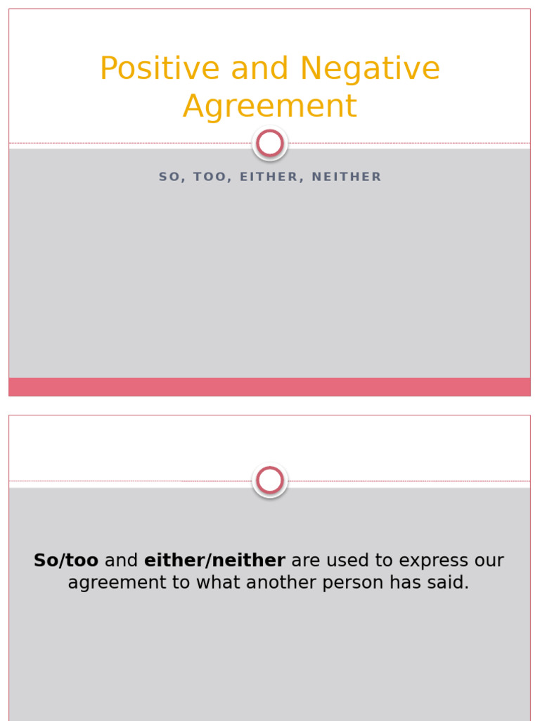 Affirmative and Negative Agreement | PDF | Verb | Language Mechanics