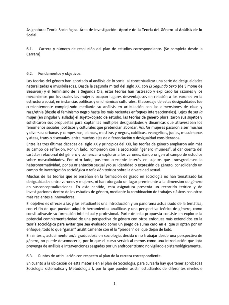 Teoría del Género en Sociología | PDF | Género | Estudios de género