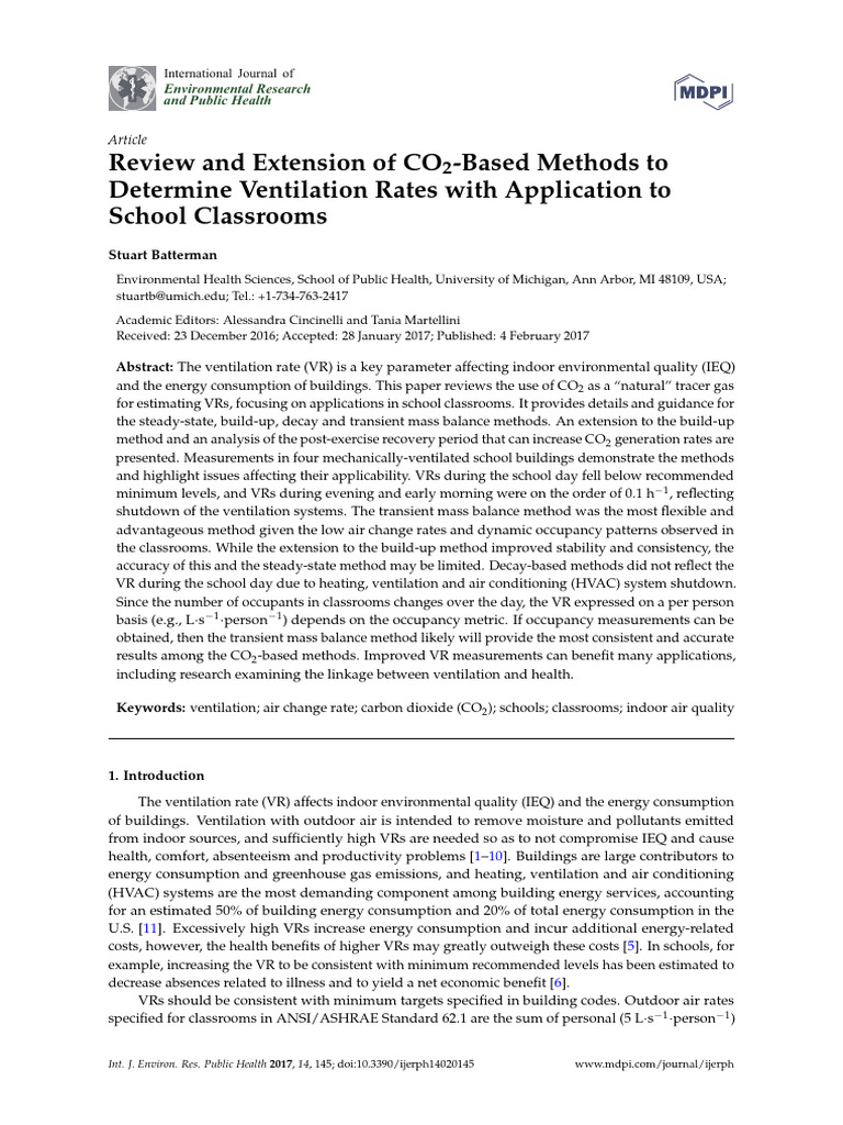 IAQ - Review and Extension of CO2-Based Methods | PDF | Ventilation ...