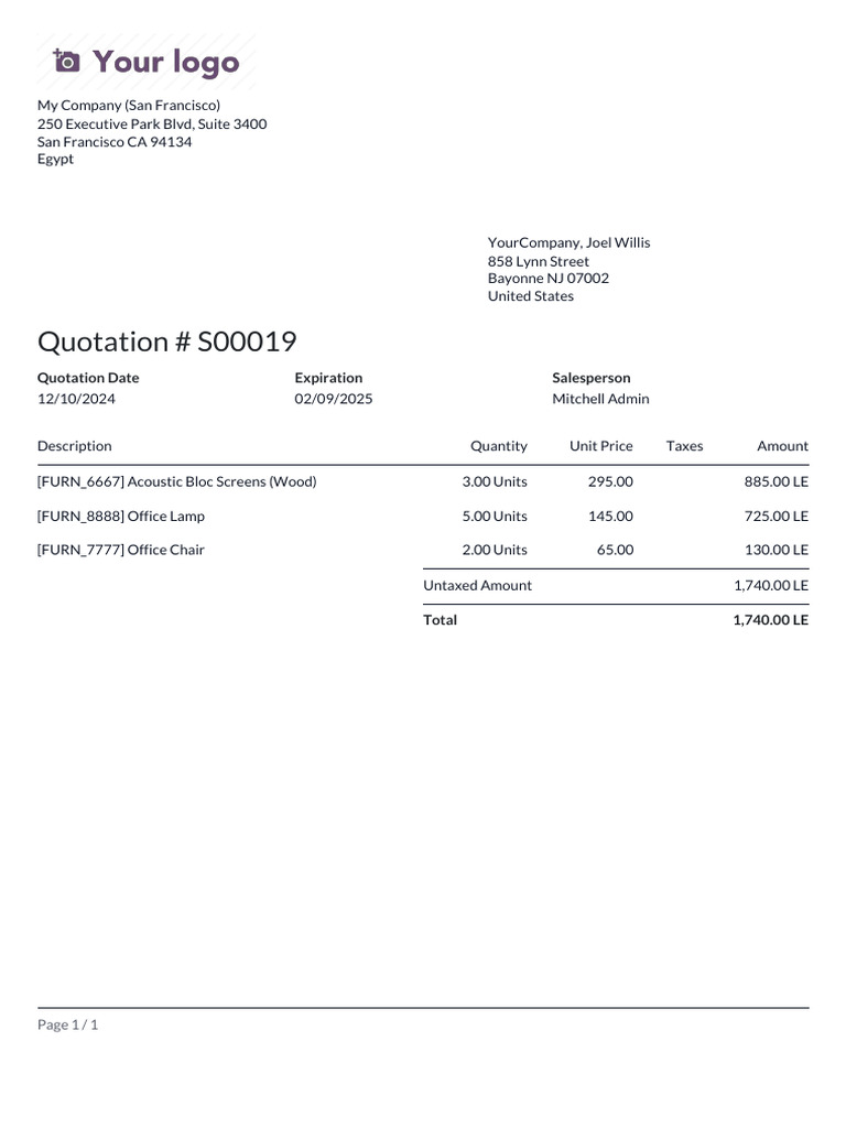 Quotation - S00019 | PDF