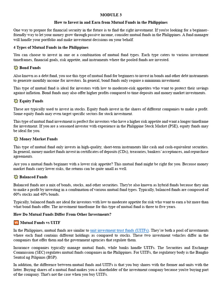 chap 3 mutual fund | PDF | Investment Fund | Exchange Traded Fund