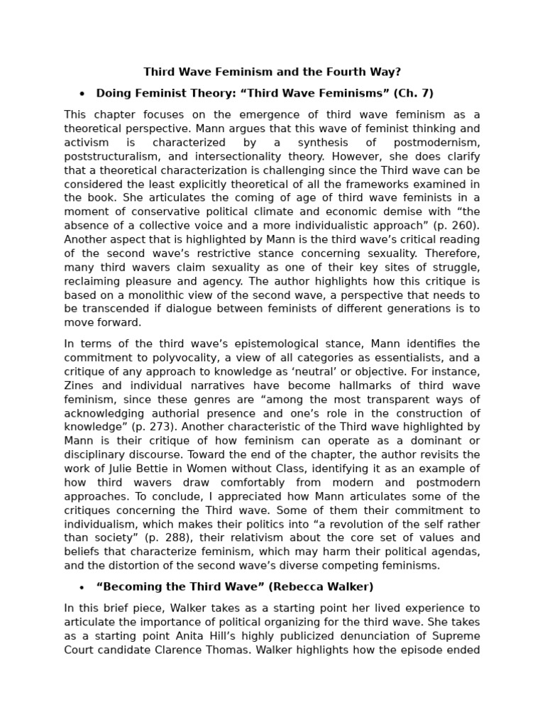 Third Wave Feminism and The Fourth Way | PDF | Gender Studies | Feminism