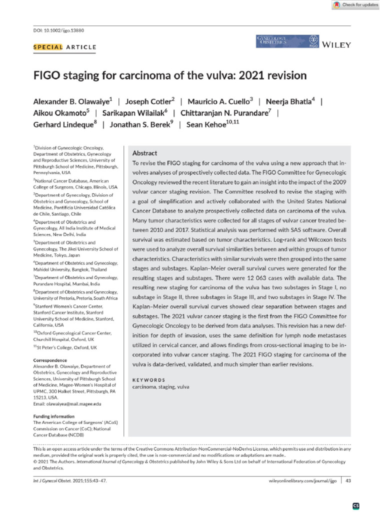 FIGO Vulva Staging 2021 - Ijgo | PDF