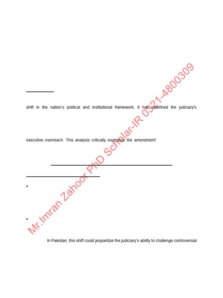 Impact of 26th Amendment on Pakistan's Democracy | PDF | Separation Of ...