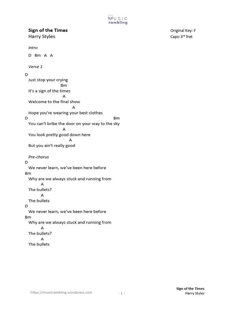 Sign of The Times - Harry Styles | PDF | Song Structure | Musical Forms