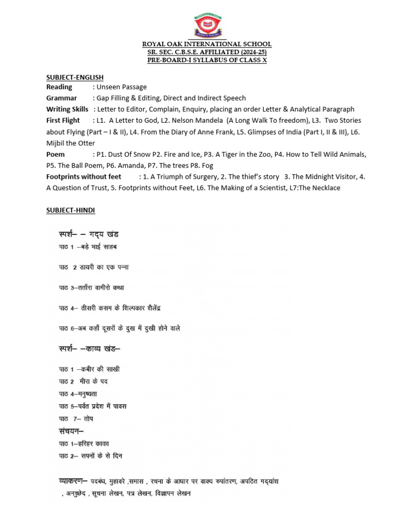 Subject-English Reading Grammar Writing Skills First Flight | PDF