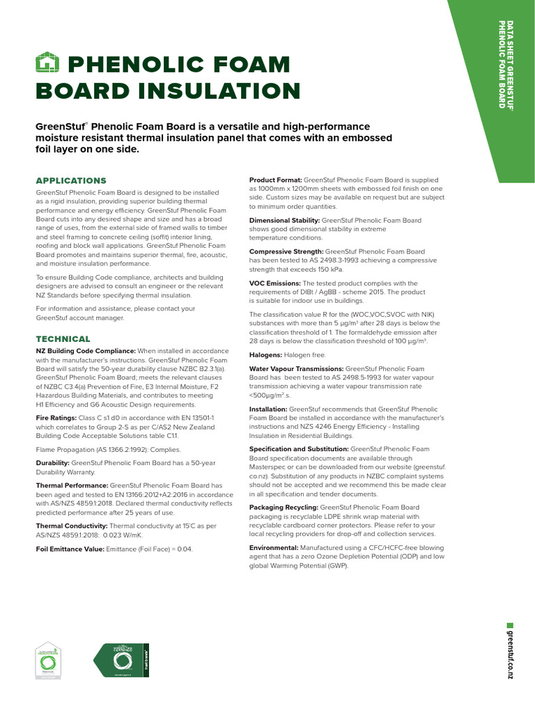 Phenolic Foam Board Data Sheet | PDF | Building Insulation | Foam