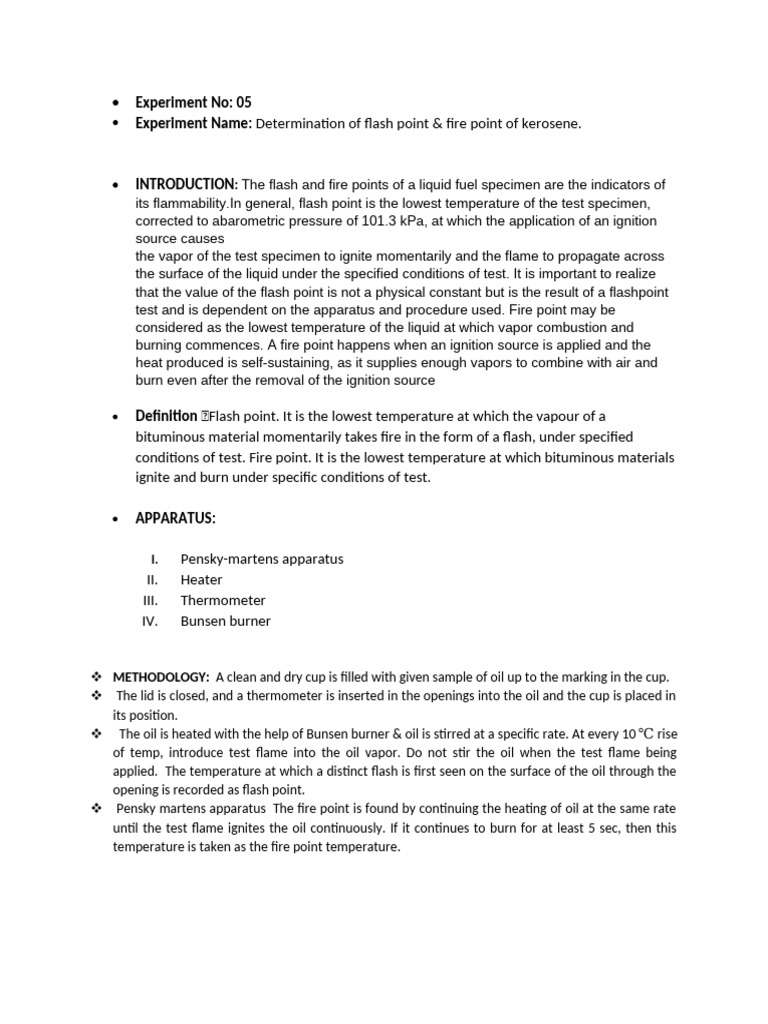 Experiment No 05 Fire Point | PDF | Chemical Processes | Heat Transfer