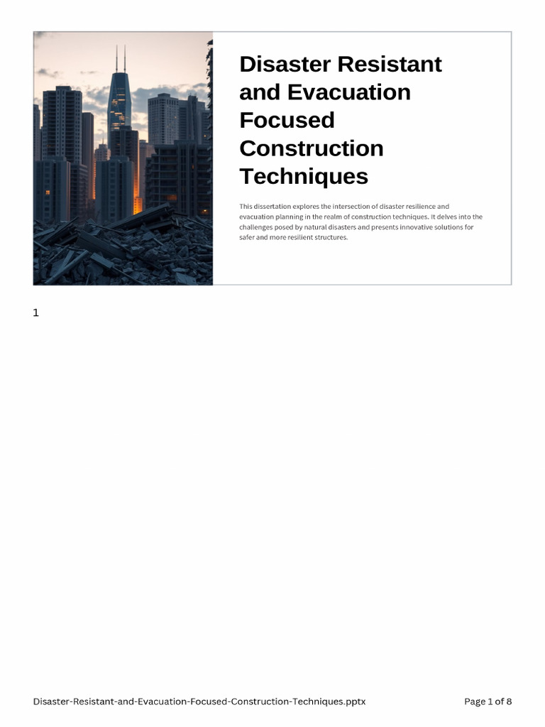 Disaster Resistant and Evacuation Focused Construction Techniques | PDF