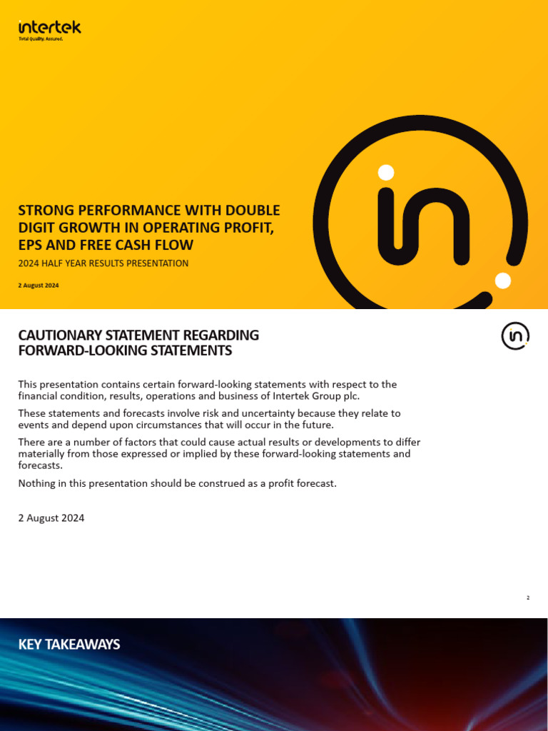 Intertek's Strong H1 2024 Financials | PDF | Economies | Business