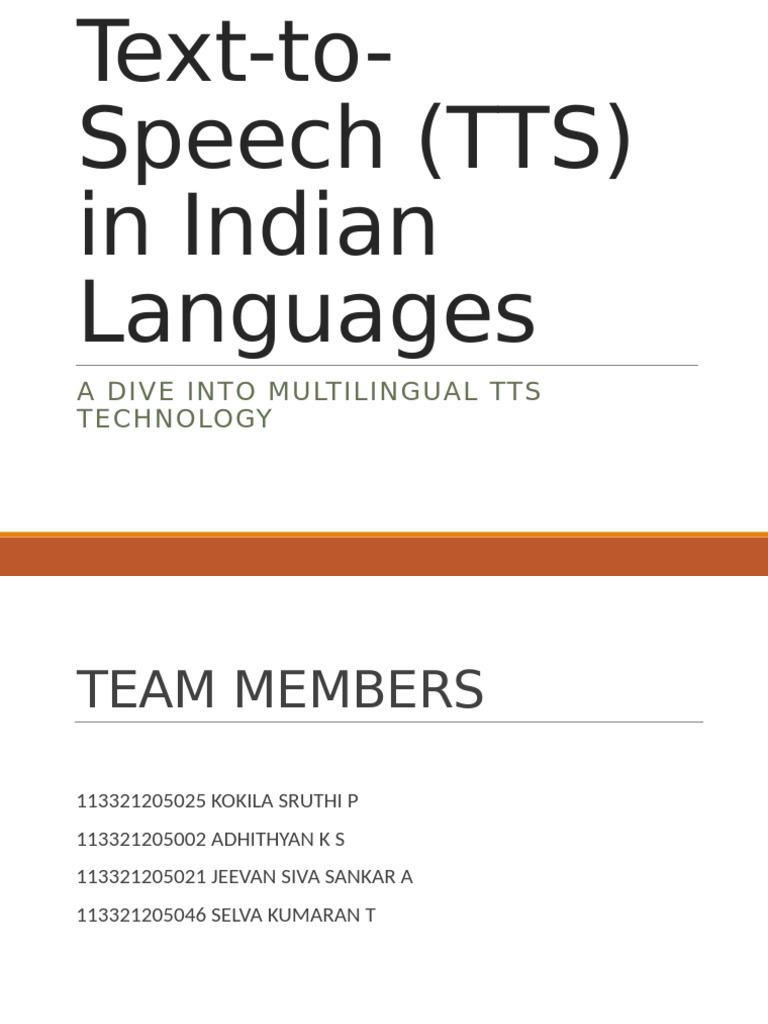 Text To Speech Indian Languages TTS | PDF