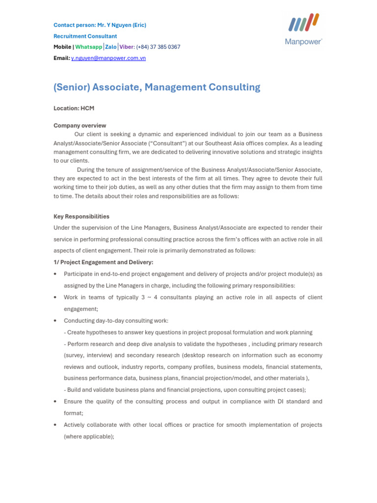 MP JD Senior Associate Management Consulting | PDF | Business